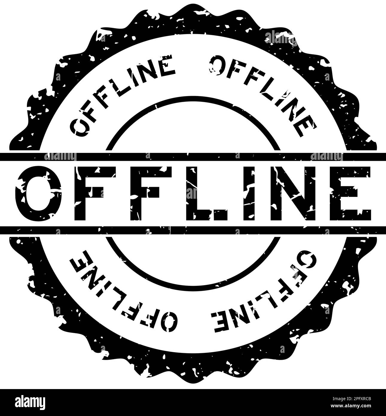 Grunge black offline word round rubber seal stamp on white background ...