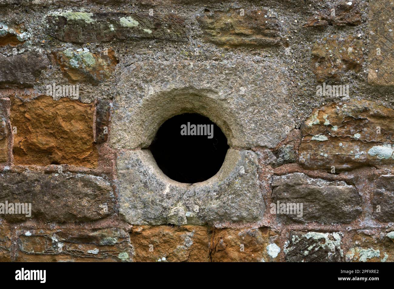 Hole in the west face of St. Luke`s Church, Duston, Northamptonshire ...