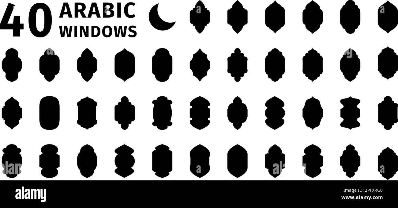 40 islamic windows. Ramadan Kareem design element. Arabic windows ...