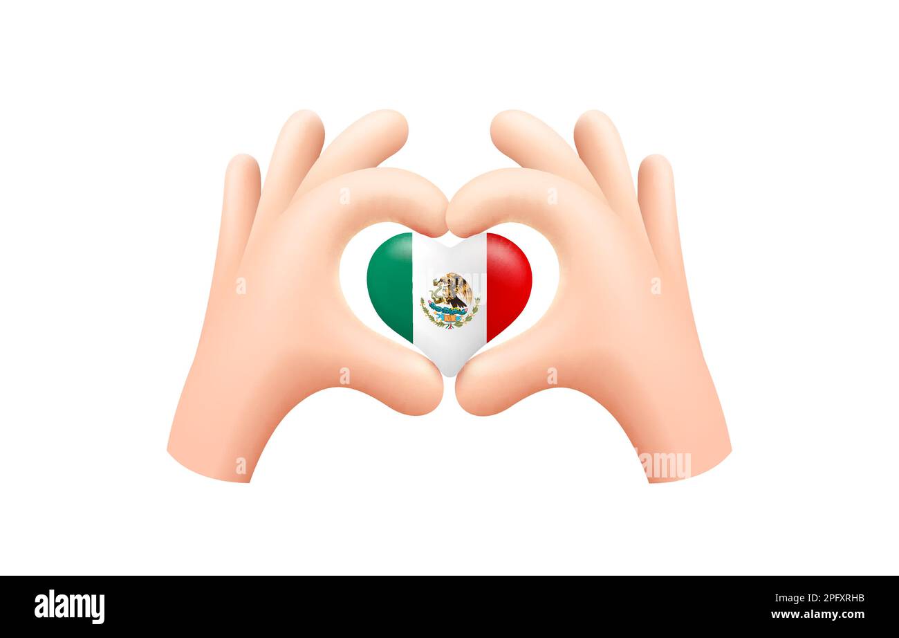 Mexico flag in form of hand heart. National flag concept. Vector ...