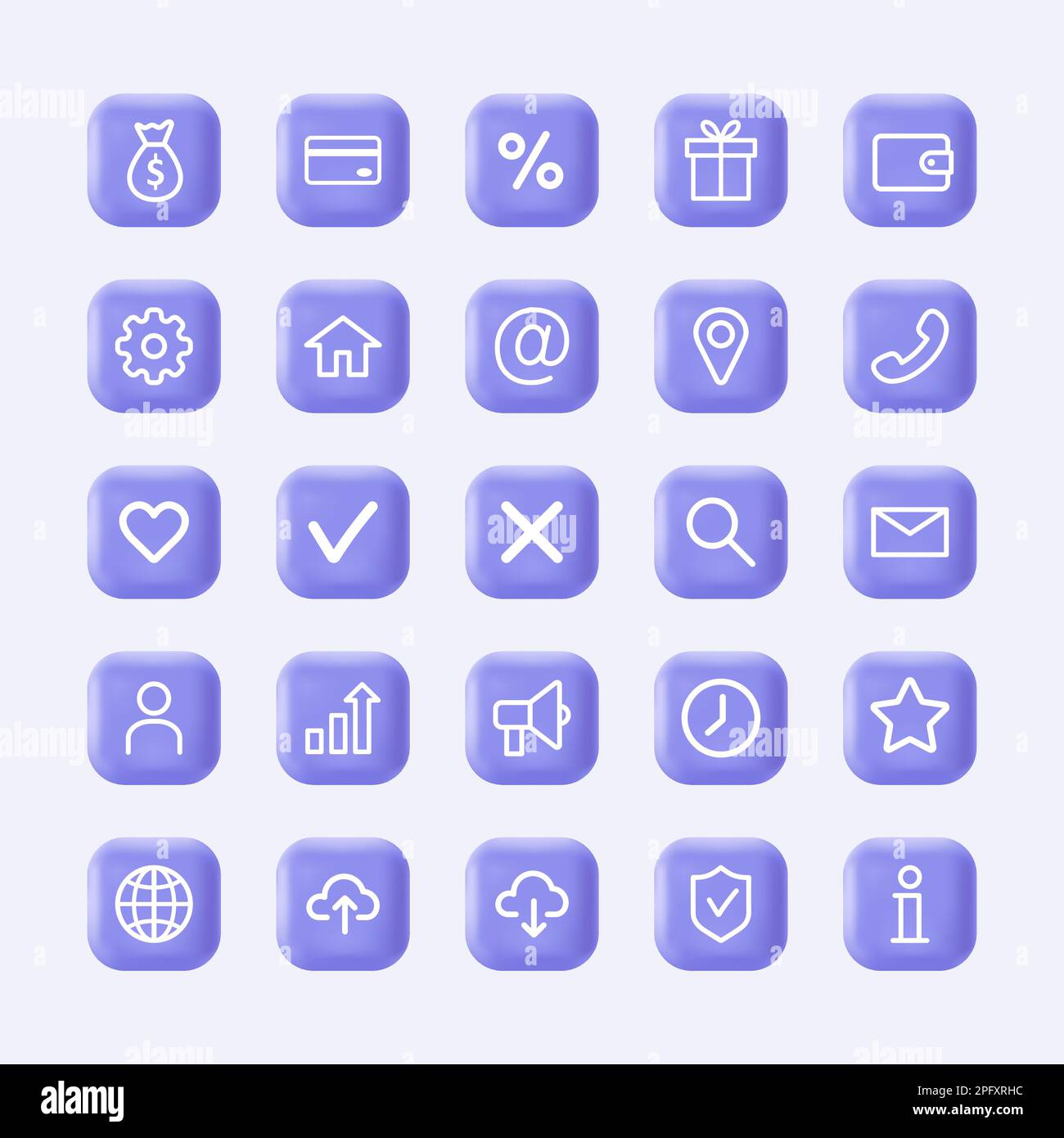 3d business and marketing icons. Set of financial symbols on realistic ...