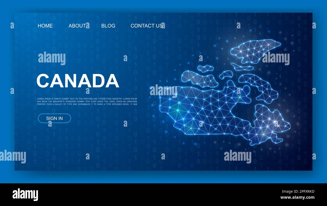 Canada 3d polygonal website template. Canada map design illustration ...