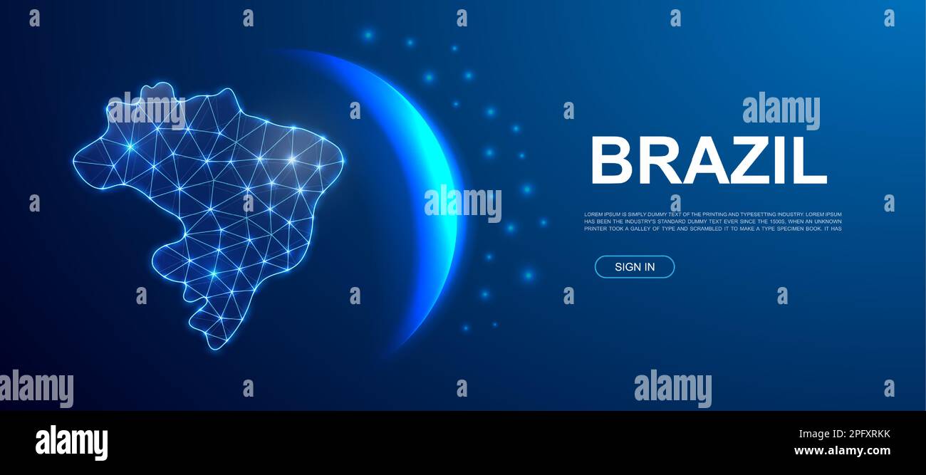 Brazil 3d polygonal symbol for website template. Low poly Country map ...