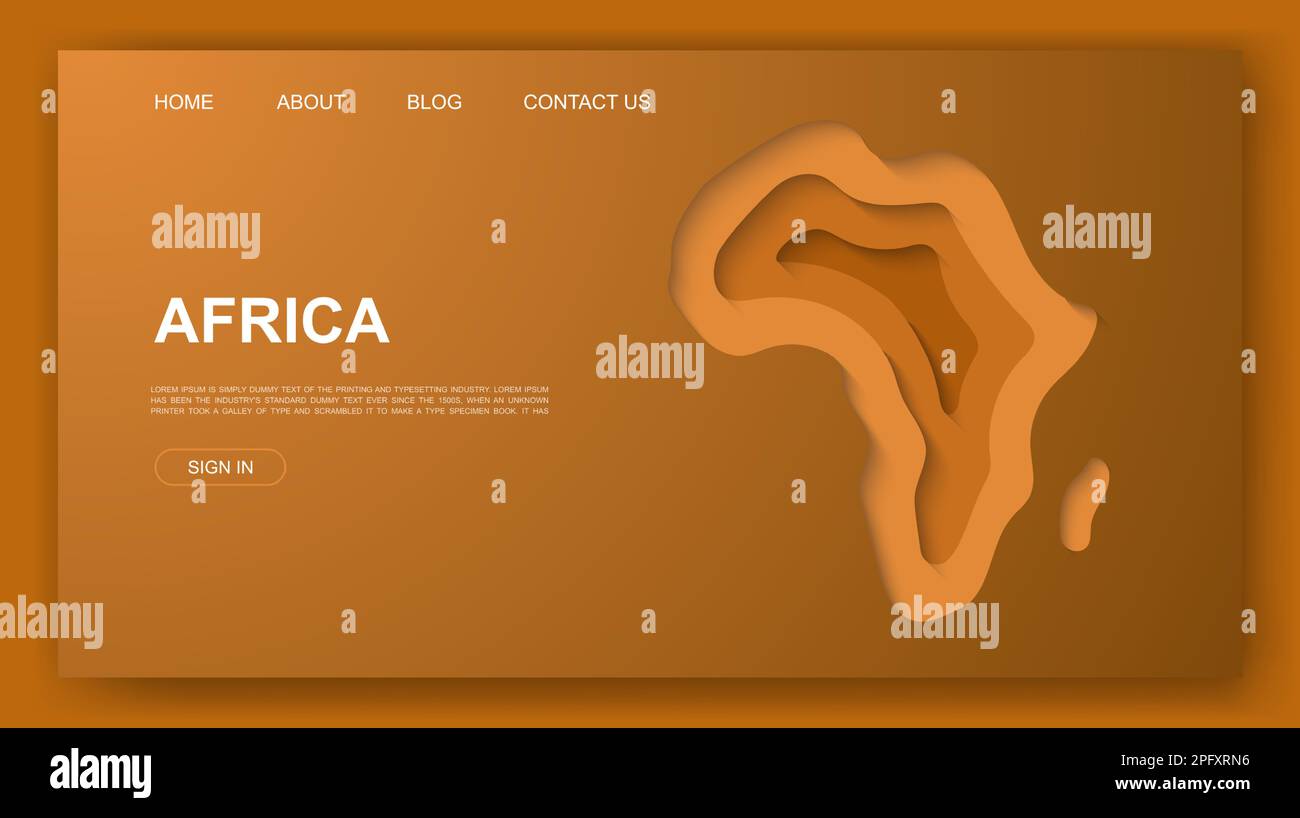 Africa paper cut symbol for promotion banner. Horizontal paper cut ...