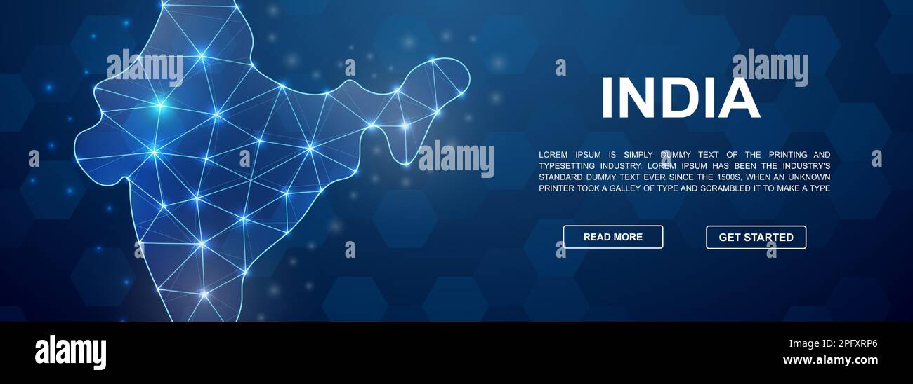 India 3d low poly head promotion banner. India map design illustration ...