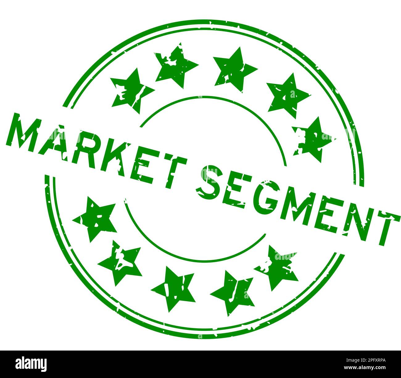 Grunge Green Market Segment Word With Star Icon Round Rubber Seal Stamp
