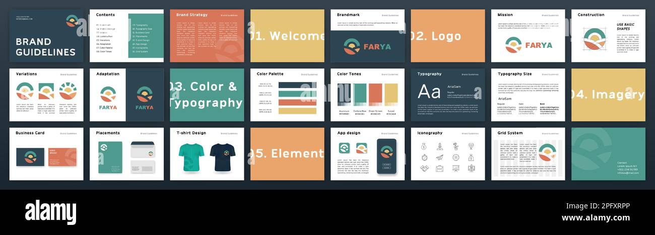 Multicolored Brand Guidelines template. Corporate Guide line identity ...