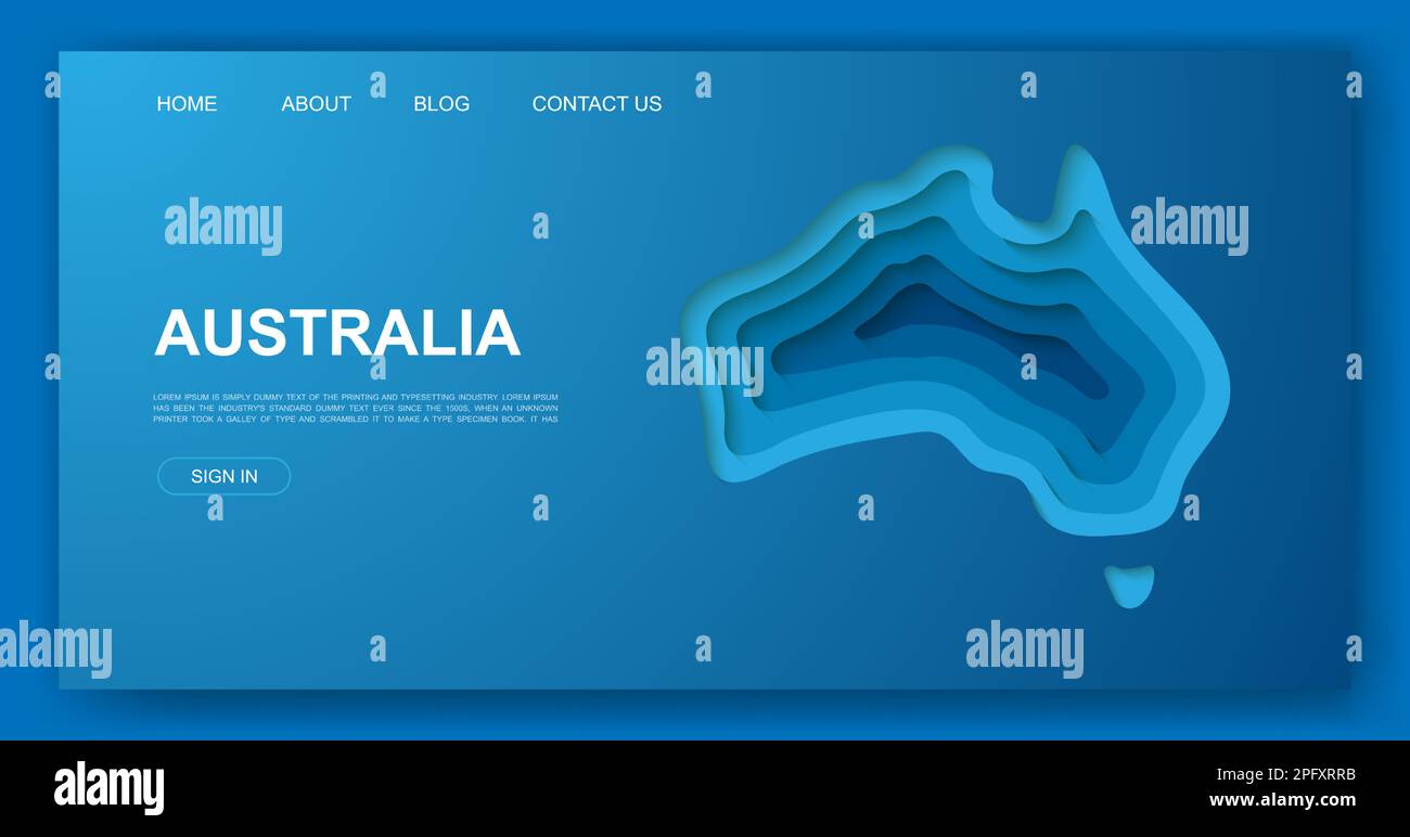 Australia 3d paper cut website template. Australia map paper cut out ...