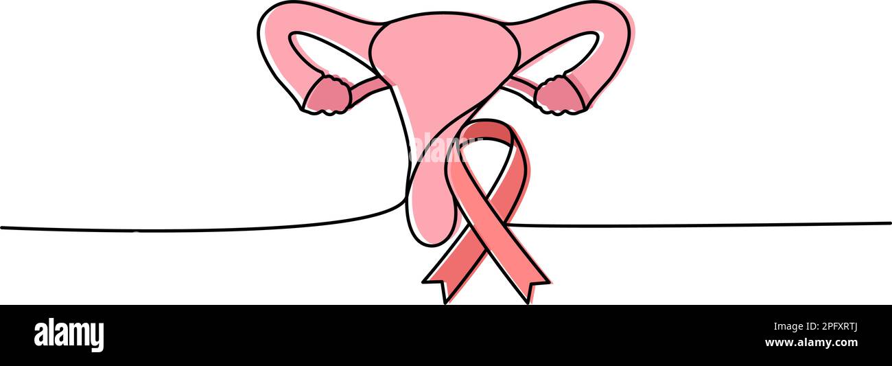 Human reproductive system with ribbon one line colored continuous ...