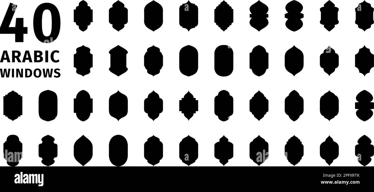 40 vintage arabic windows. Collection of oriental style islamic windows ...