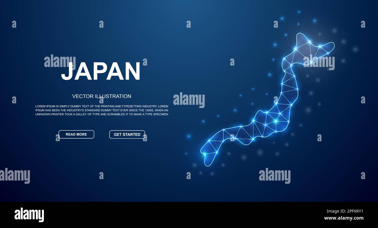 Japan 3d low poly landing page template. Japan map design illustration ...
