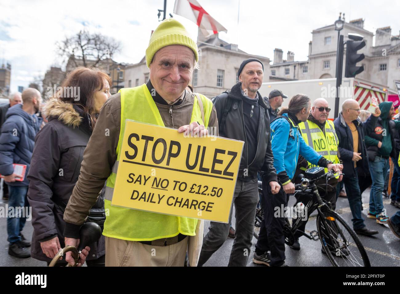 London/UK 18 MAR 2023. Protesters march through central London ...