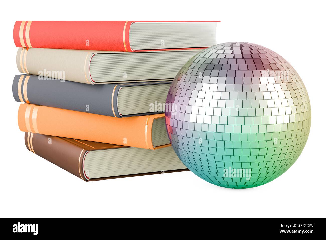 Books with disco ball, 3D rendering isolated on white background Stock ...