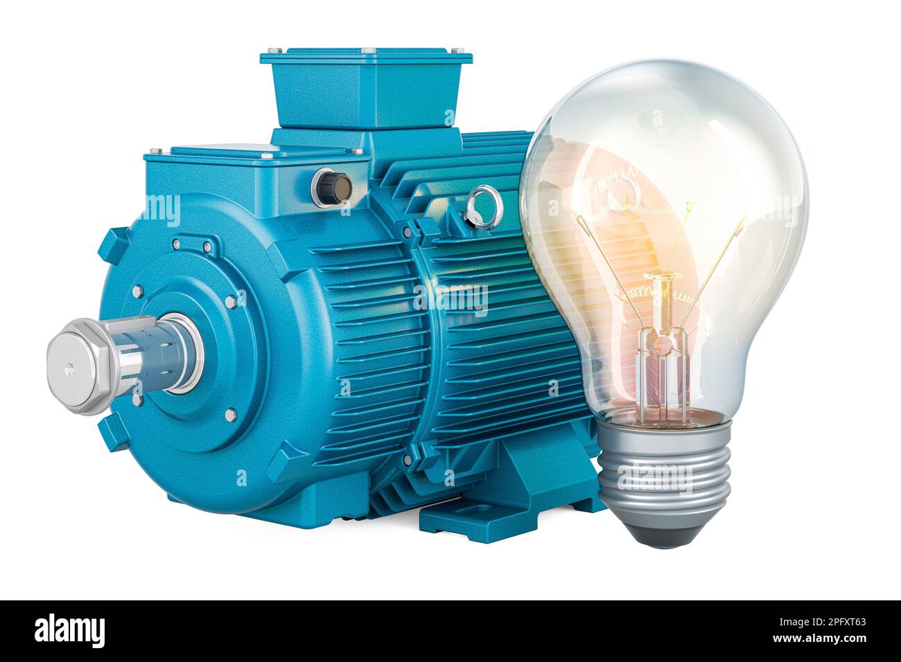 Industrial electric motor with lightbulb, 3D rendering isolated on white background Stock Photo ...