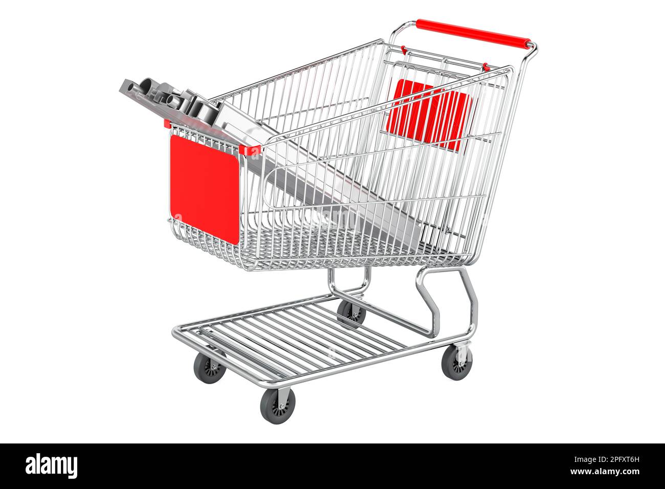 Stack Of Rolled Metal Products Inside Shopping Cart 3d Rendering 5696