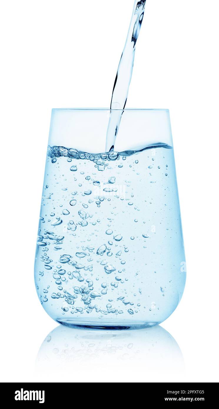water pouring into glass isolated on white background Stock Photo - Alamy