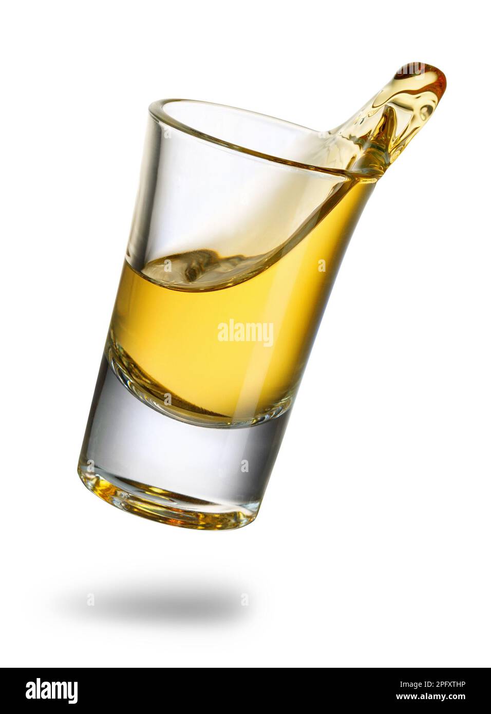 falling tequila shot with splash isolated on white Stock Photo - Alamy