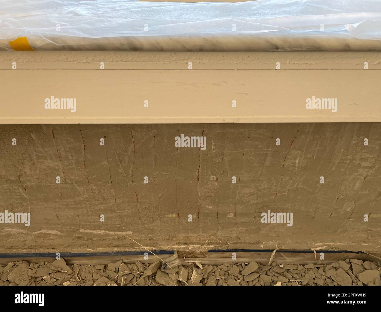 Exposed concealed wall electric heating without plaster Stock Photo - Alamy