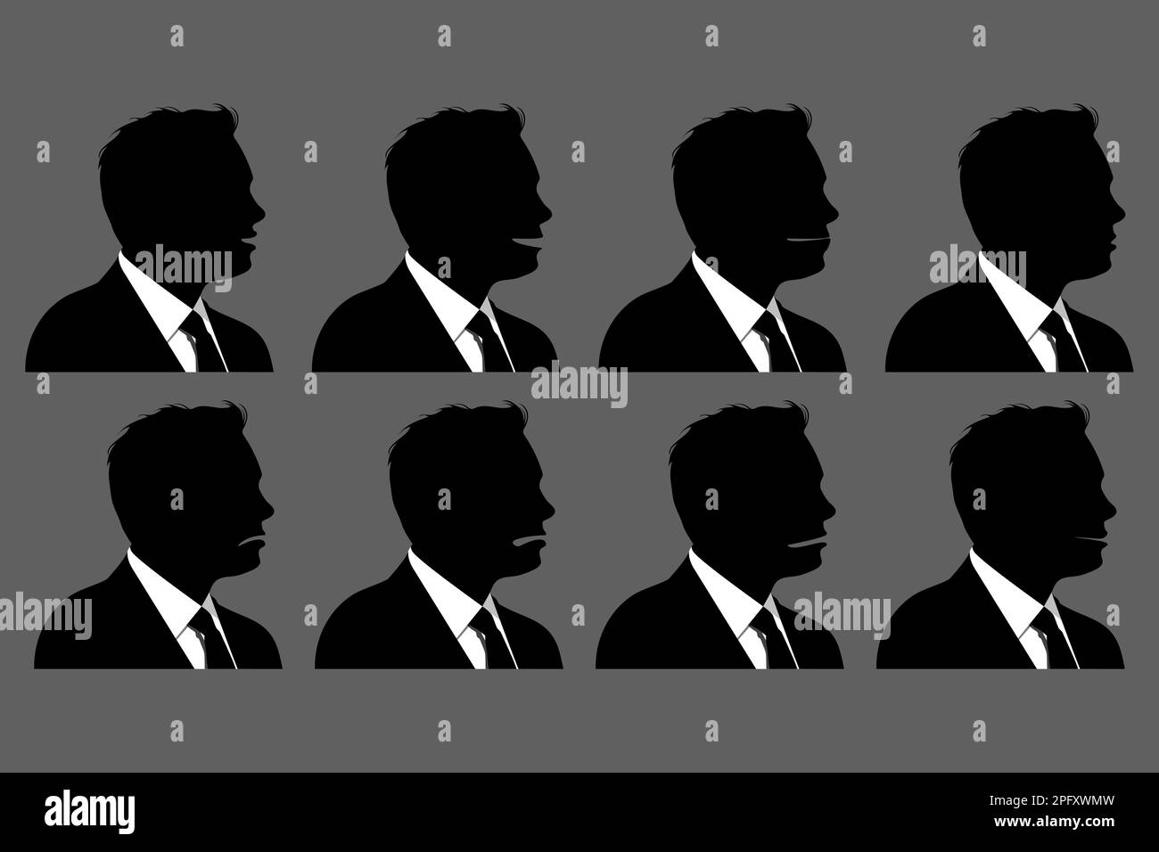 Businessman. Portraits of men in profiles. Isolated vector on grey ...