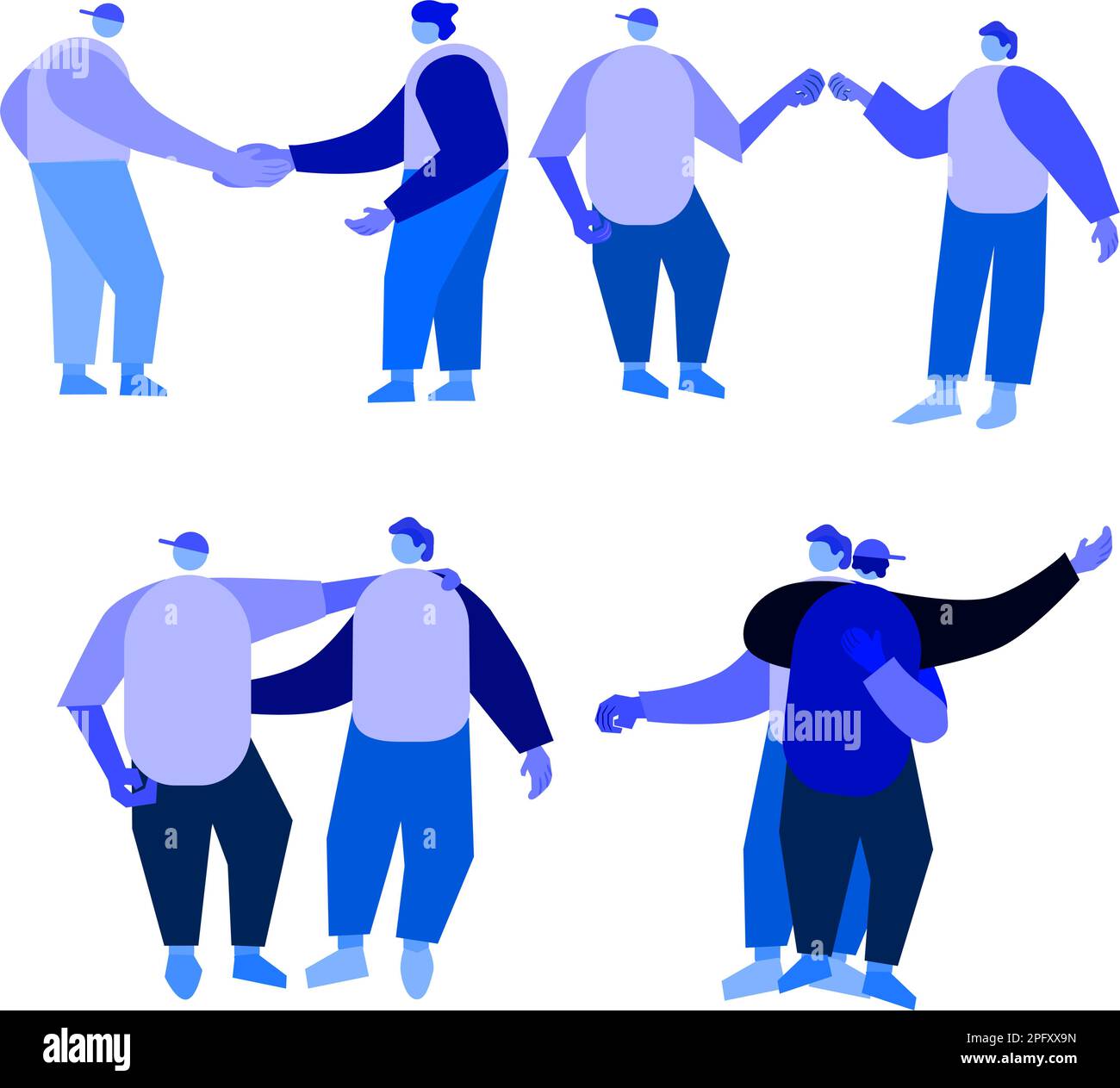 friendship, shaking hands, hugging, flat characters shaking hands Stock ...