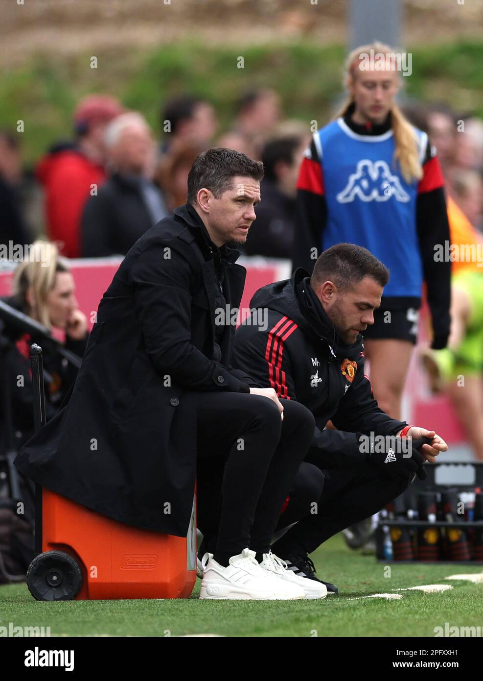 Manchester United manager Marc Skinner on the touchline during the ...