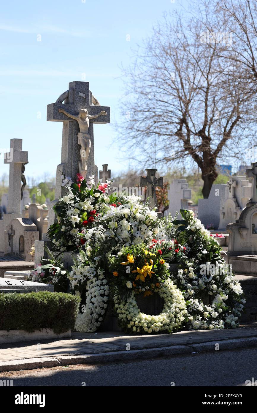 Grave of Laura Valenzuela in the Almudena Cemetery on March 19, 2023 in ...