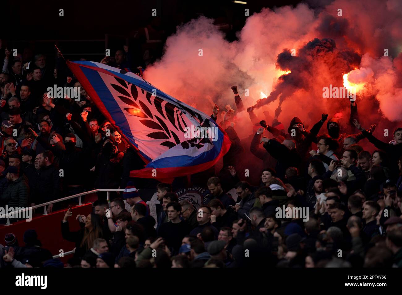 Crystal Palace ultras fans in the stands before the Premier League ...