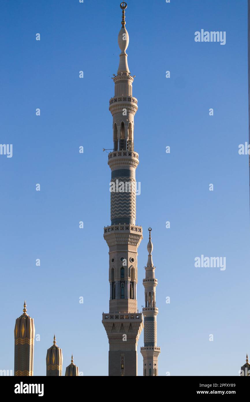 CIRCA MONTH YEAR: Towers of the Masjidil mosque againts blue sky in ...