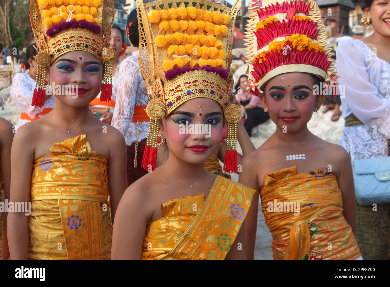 Melasti Ceremony at Kuta Beach Bali Stock Photo - Alamy