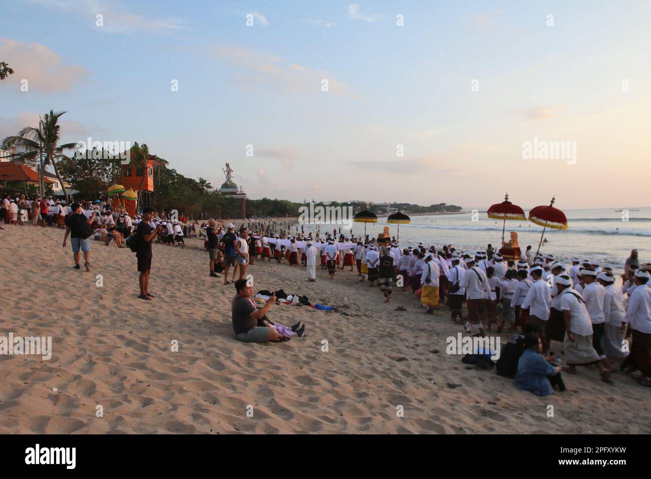 Melasti Ceremony at Kuta Beach Bali Stock Photo - Alamy