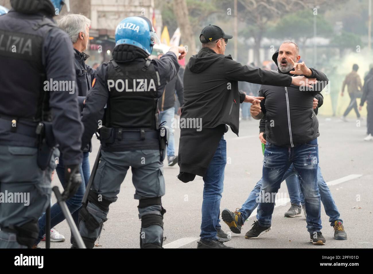 Roma fans riot with police ahead the Italian Serie A soccer match ...