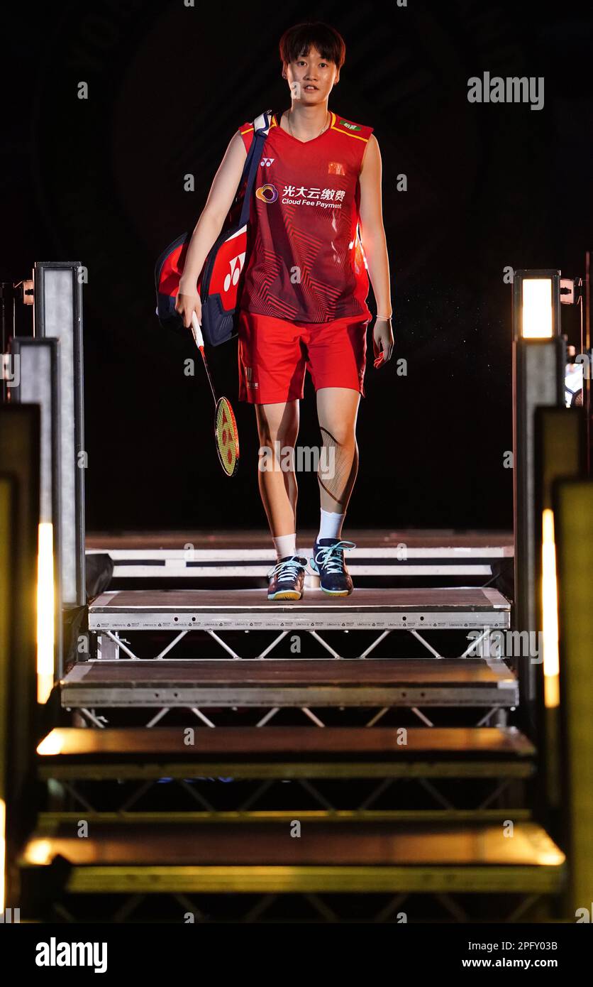 China's Chen Yu Fei walks out to play Korea's An Se Young (not pictured ...