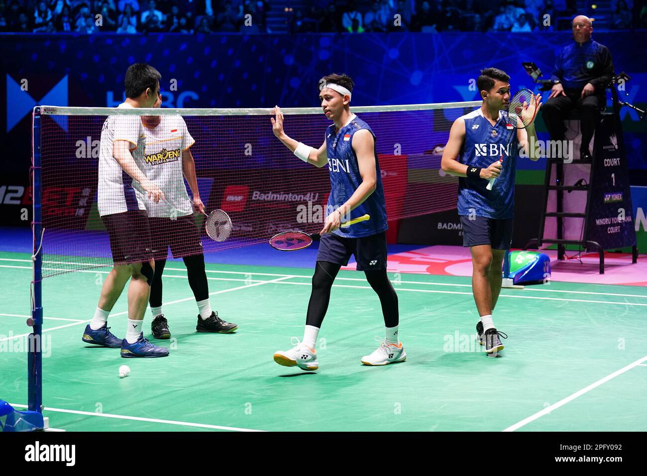 Indonesia's Fajar Alfian (far right) and Muhammad Rian Ardianto ...