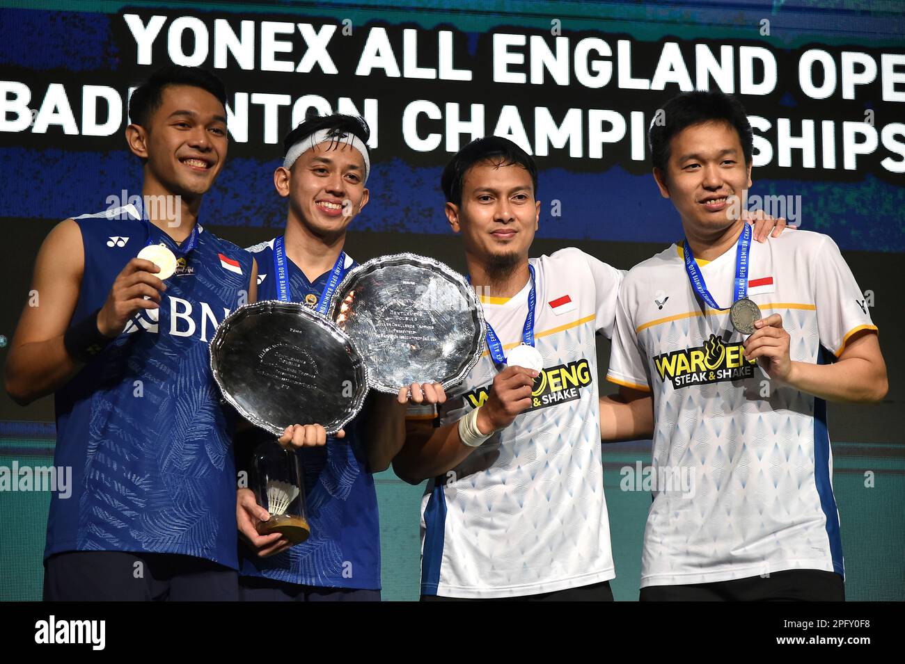 Indonesia's Fajar Alfian and Muhammad Rian Ardinanto, left, pose on the ...