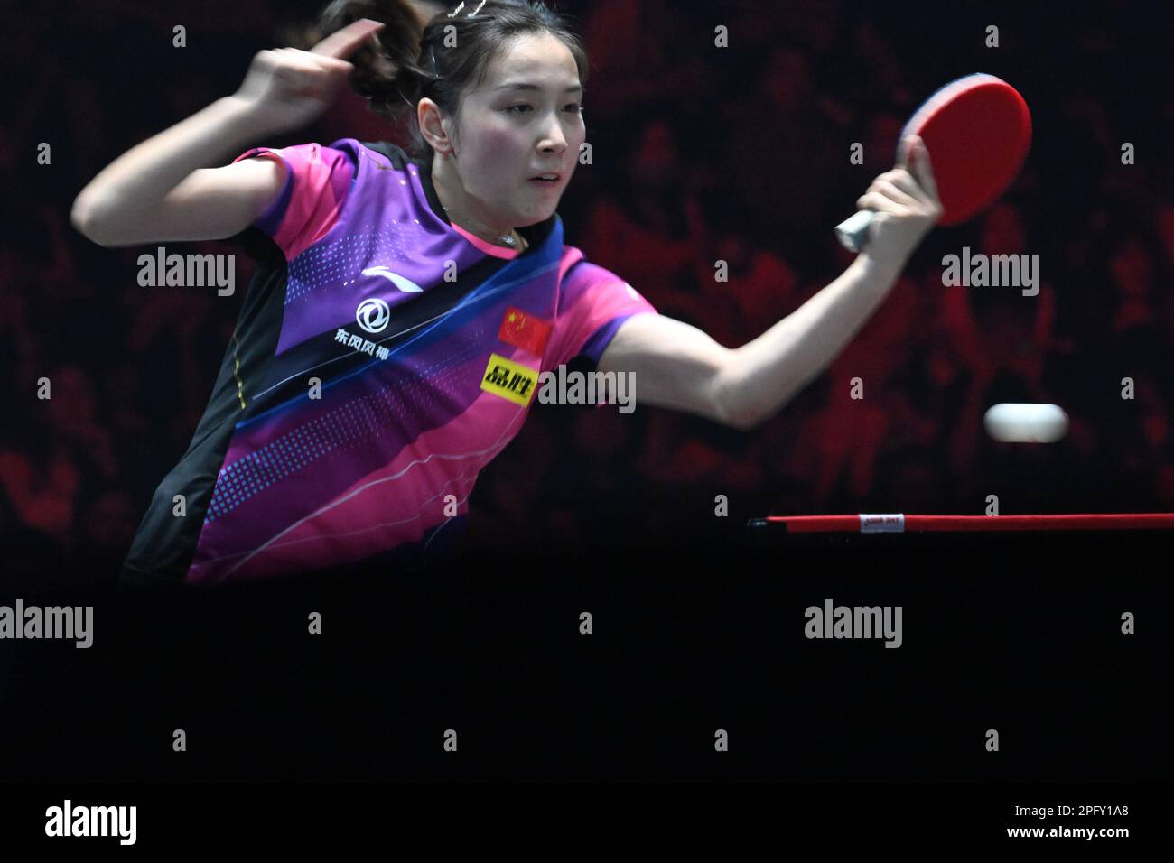 Singapore. 19th Mar, 2023. Qian Tianyi of China hits a return during ...