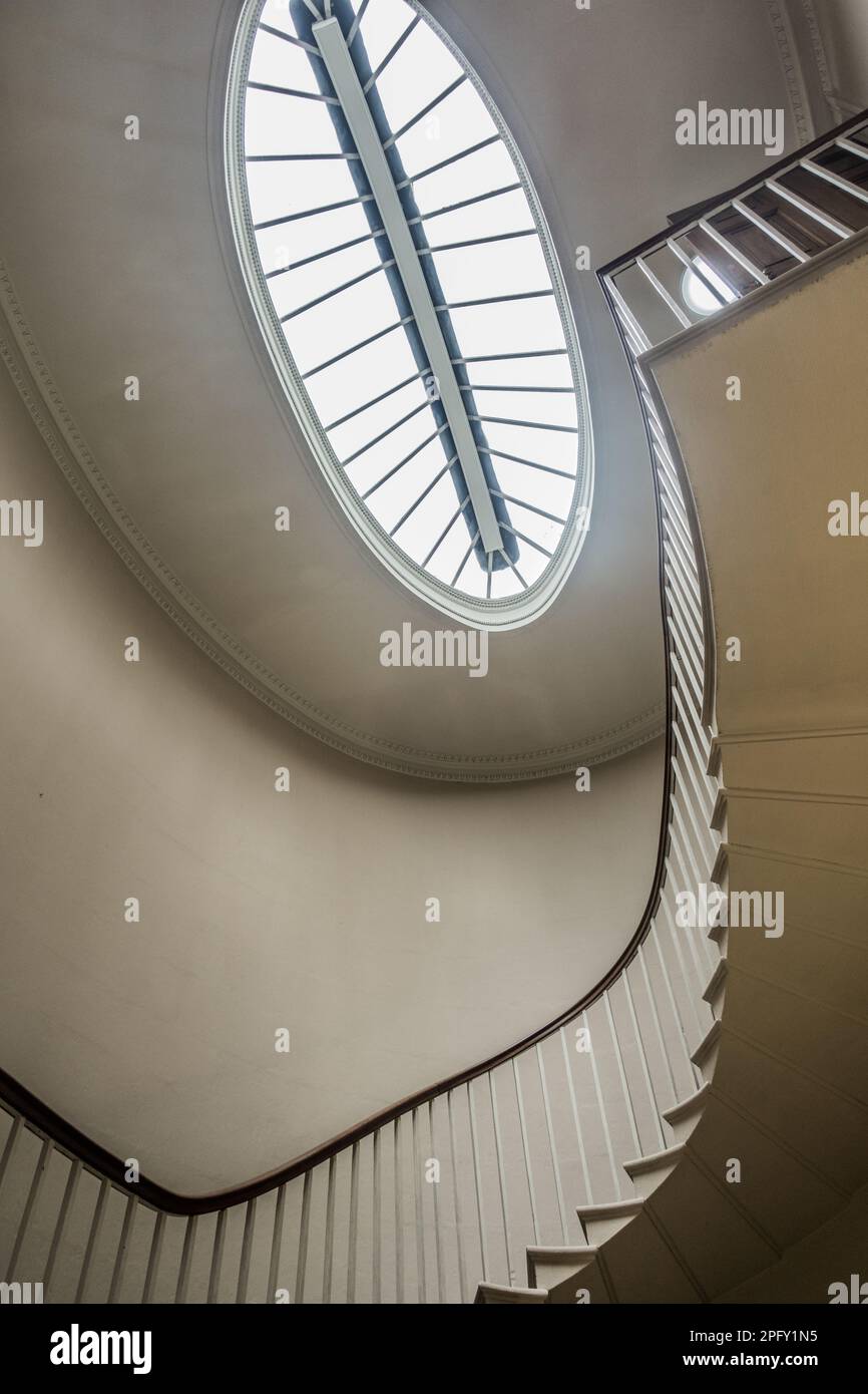 Spiral staircase, and rooflight, Radciffe Observatory, Oxford, UK Stock ...