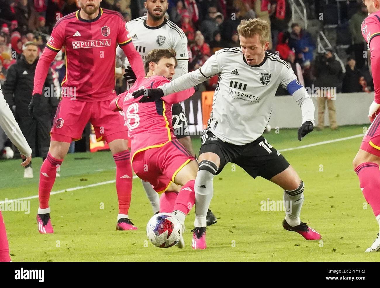 St. Louis, United States. 18th Mar, 2023. St. Louis SC Jared Stroud (8 ...