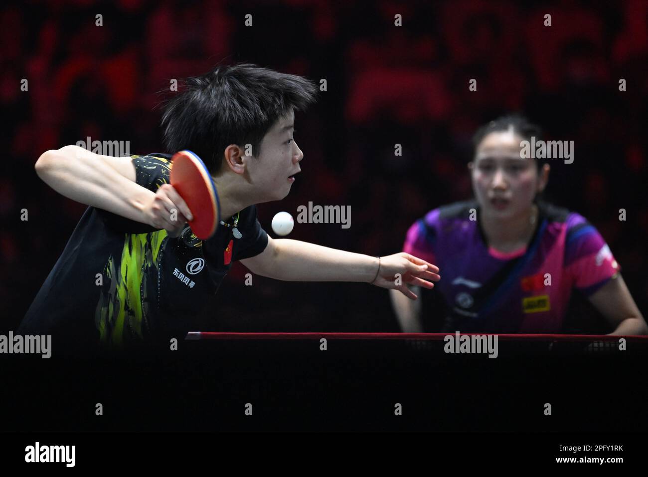 Singapore. 19th Mar, 2023. Sun Yingsha of China serves during the women's singles final match ...