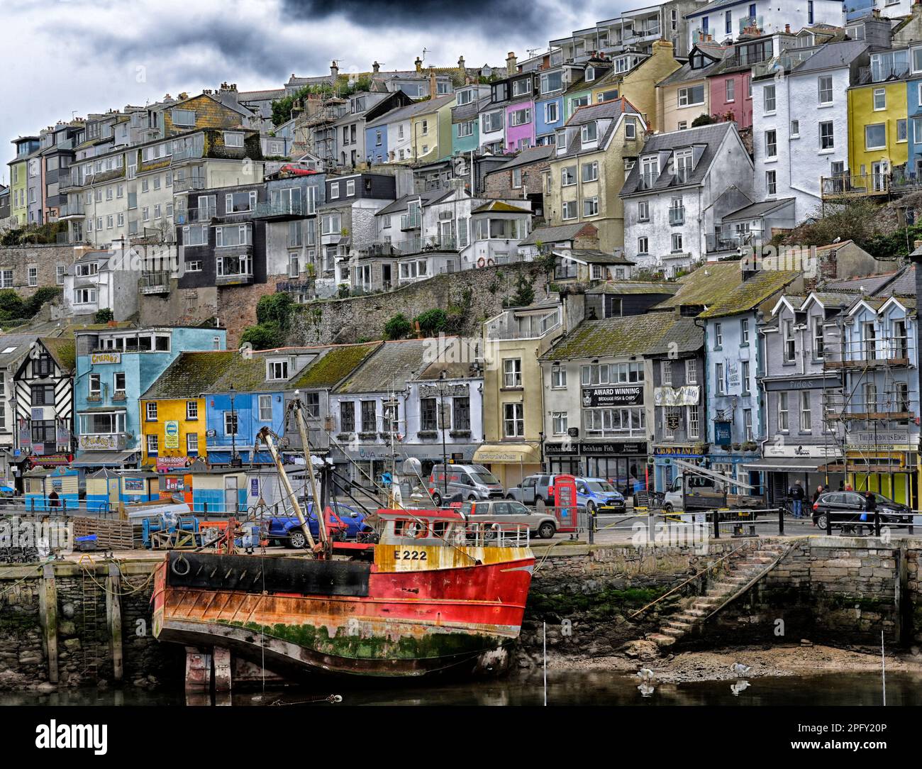 Fishing boats in Brixham Harbour, Brixham, Devon, England, UK Stock ...
