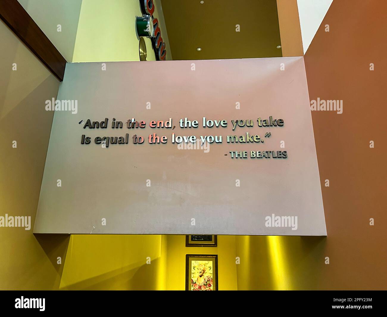 Las Vegas, Nevada - March 13, 2023 - The Beatles quote "And in the end ...