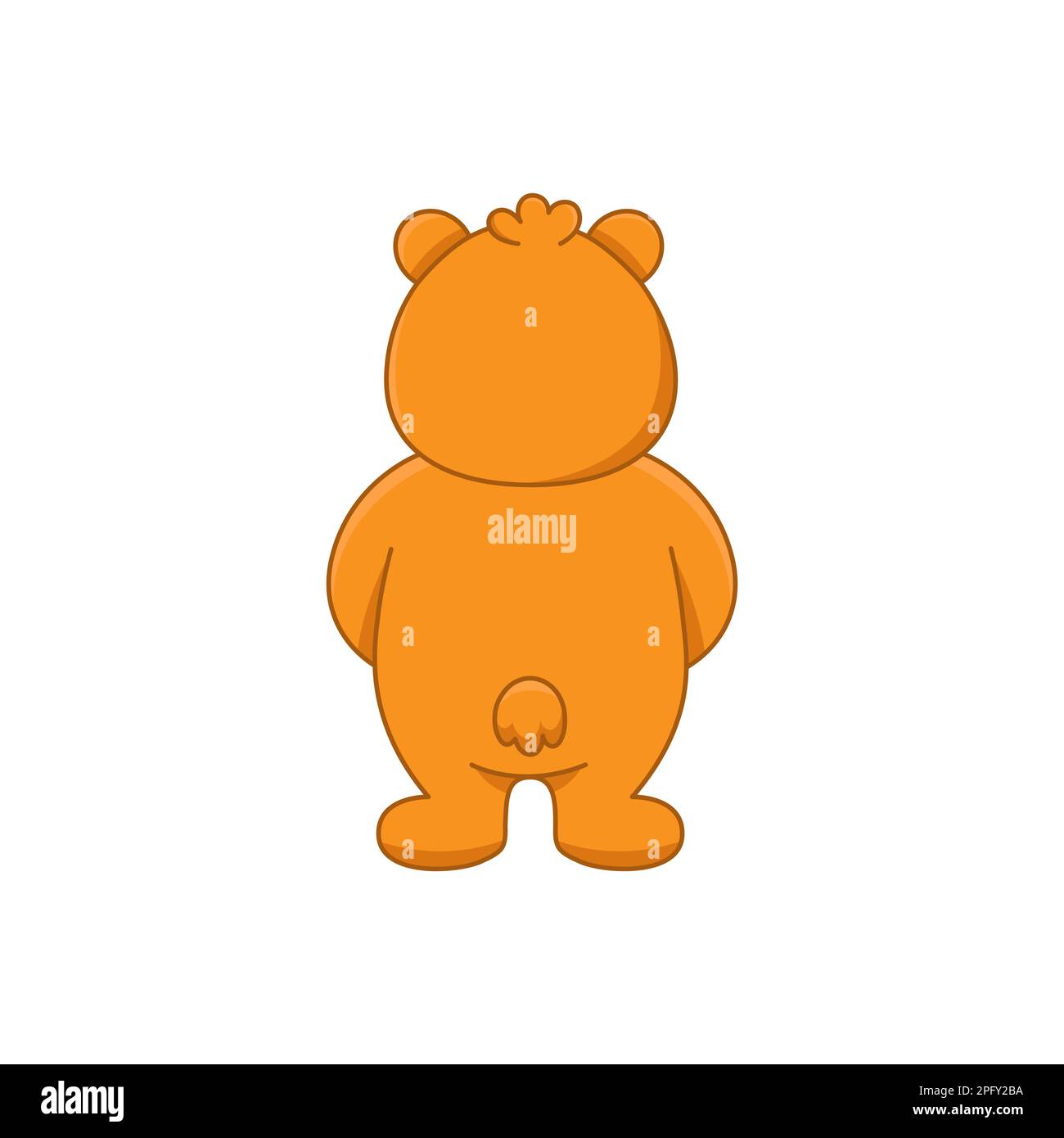 Back view of orange bear cartoon character sticker Stock Vector Image ...