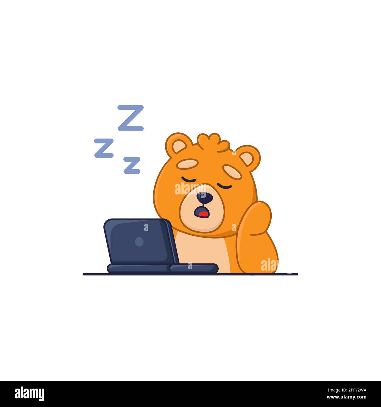 Sleeping in front of laptop Stock Vector Images - Alamy