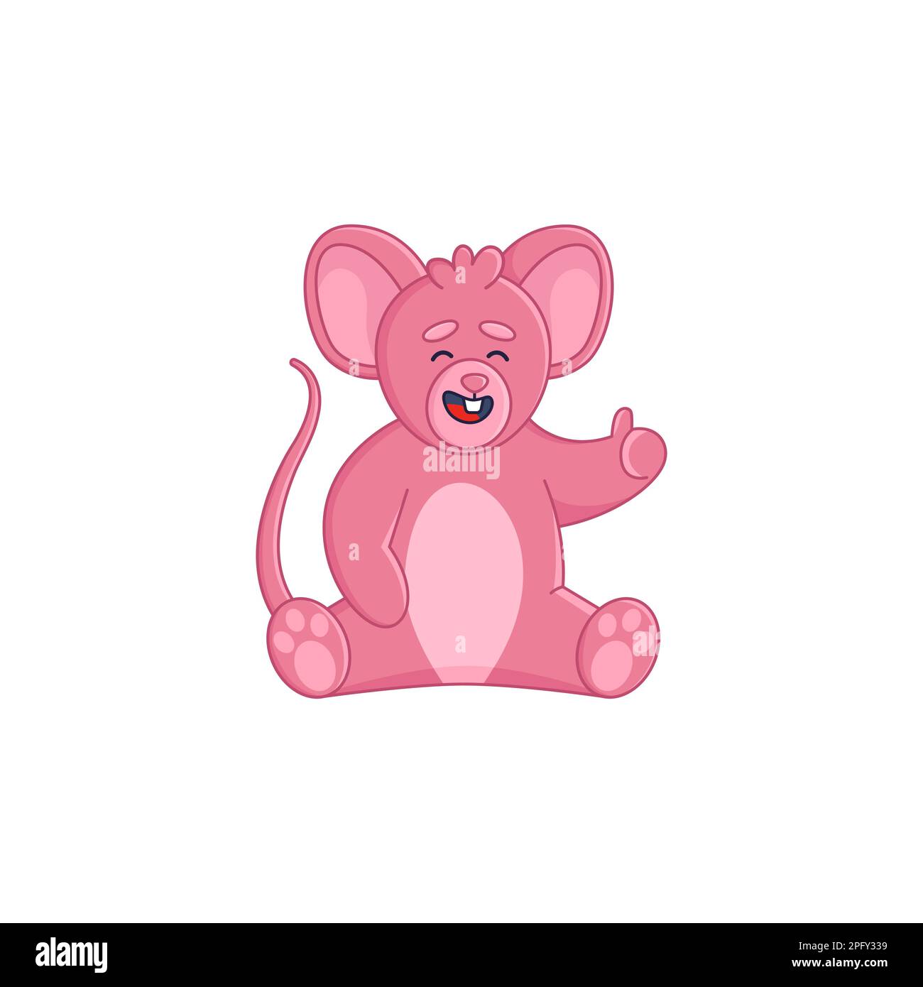Happy pink mouse cartoon character giving thumbs up sticker Stock ... Happy pink mouse cartoon character giving thumbs up sticker Stock ...