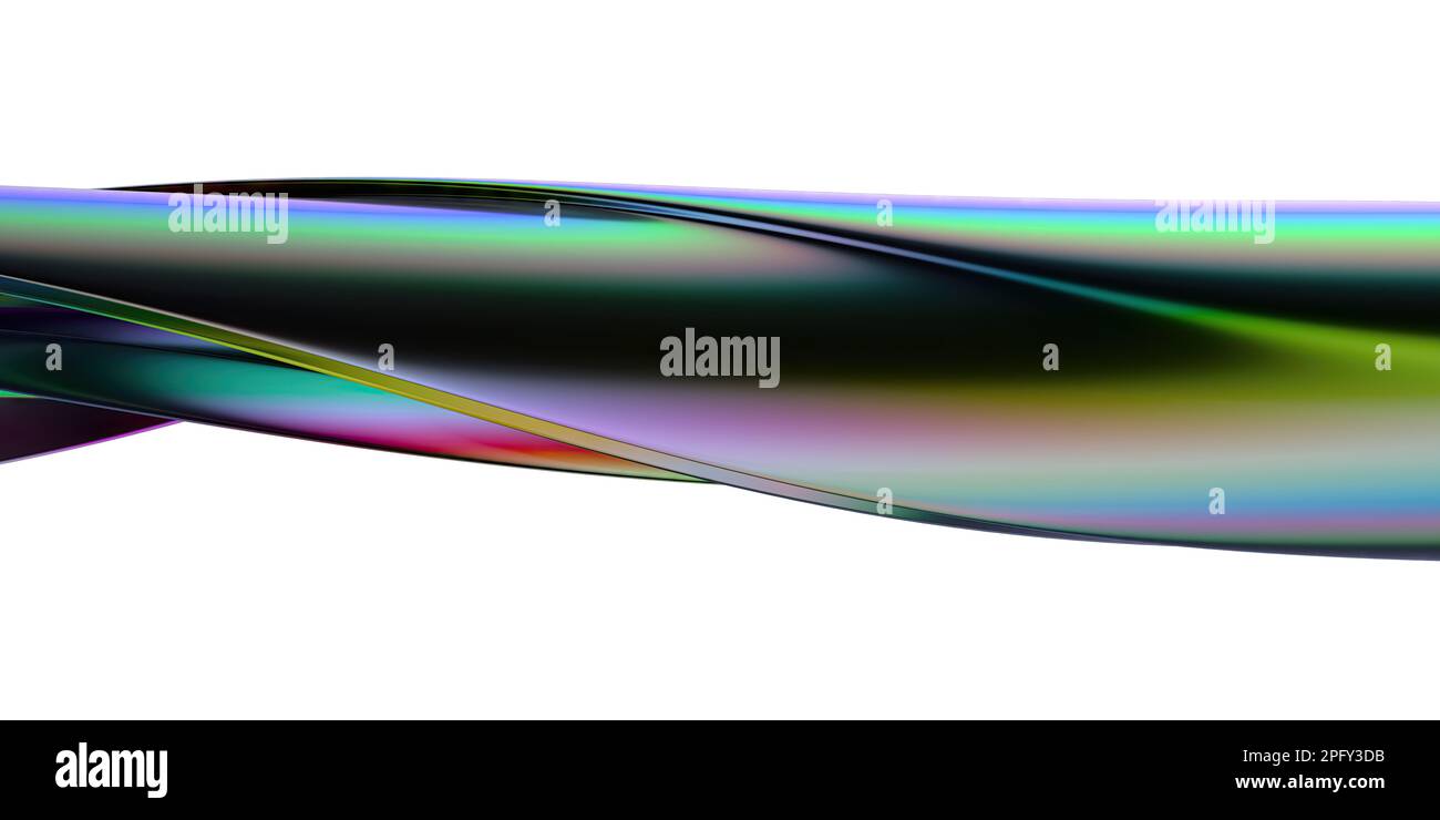 metallic iridescent wavy metal curve line isolated abstract dramatic ...