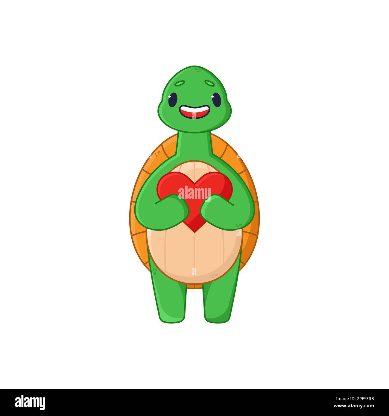 Adorable turtle cartoon character holding heart sticker Stock Vector ...