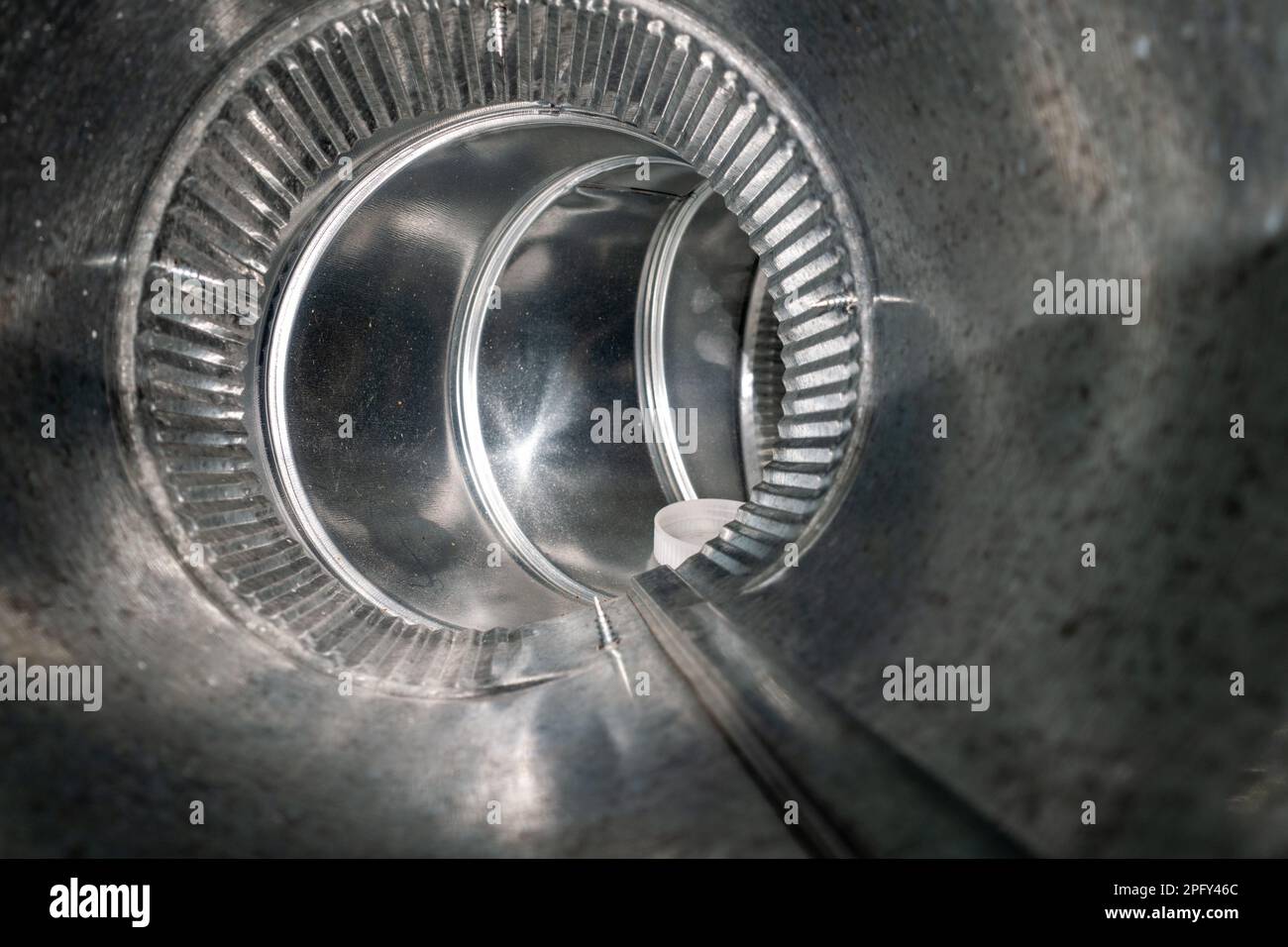 Interior view of residential HVAC galvanized metal duct piping Stock ...