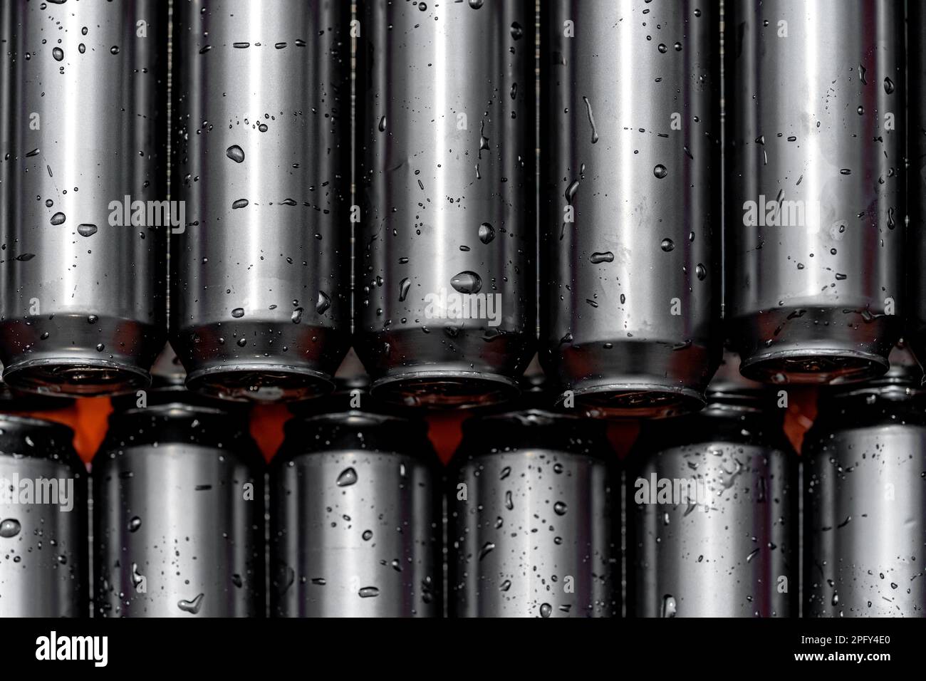 dewy cans of beer in a brewery in a dispatch warehouse Stock Photo - Alamy