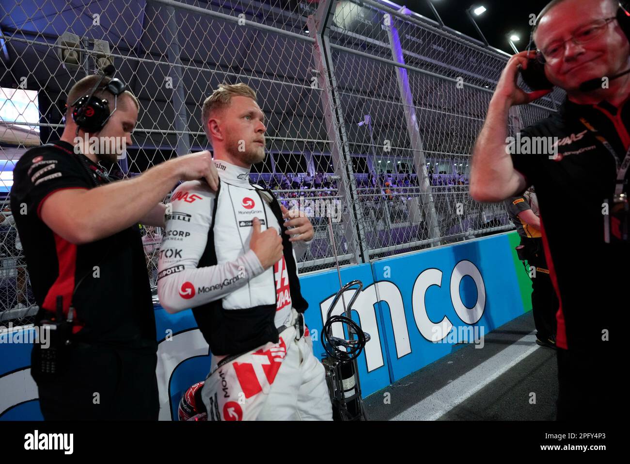 Haas driver Kevin Magnussen of Denmark gets ready for the Saudi Arabia ...