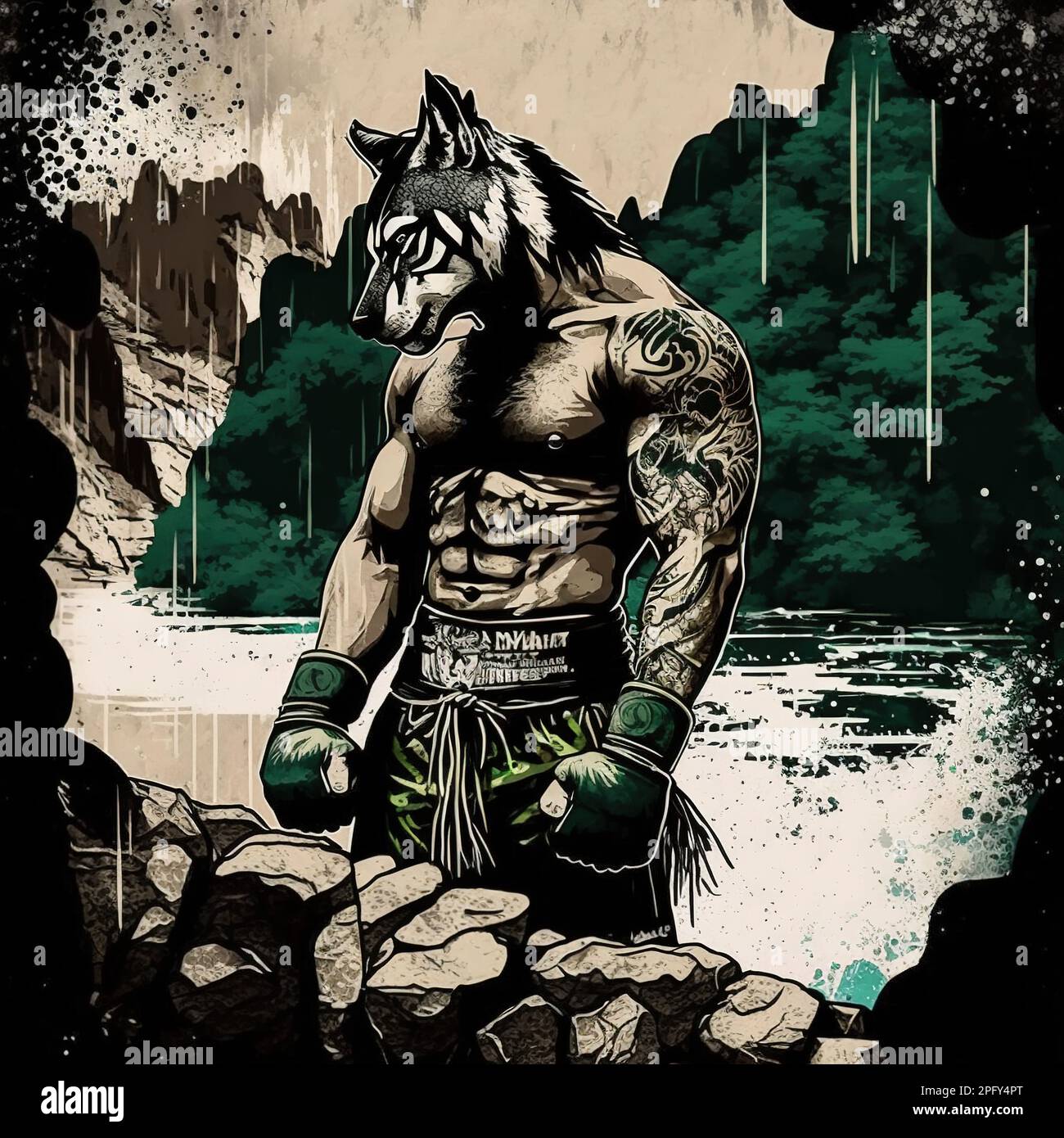 The Boxing Wolf Stock Photo - Alamy