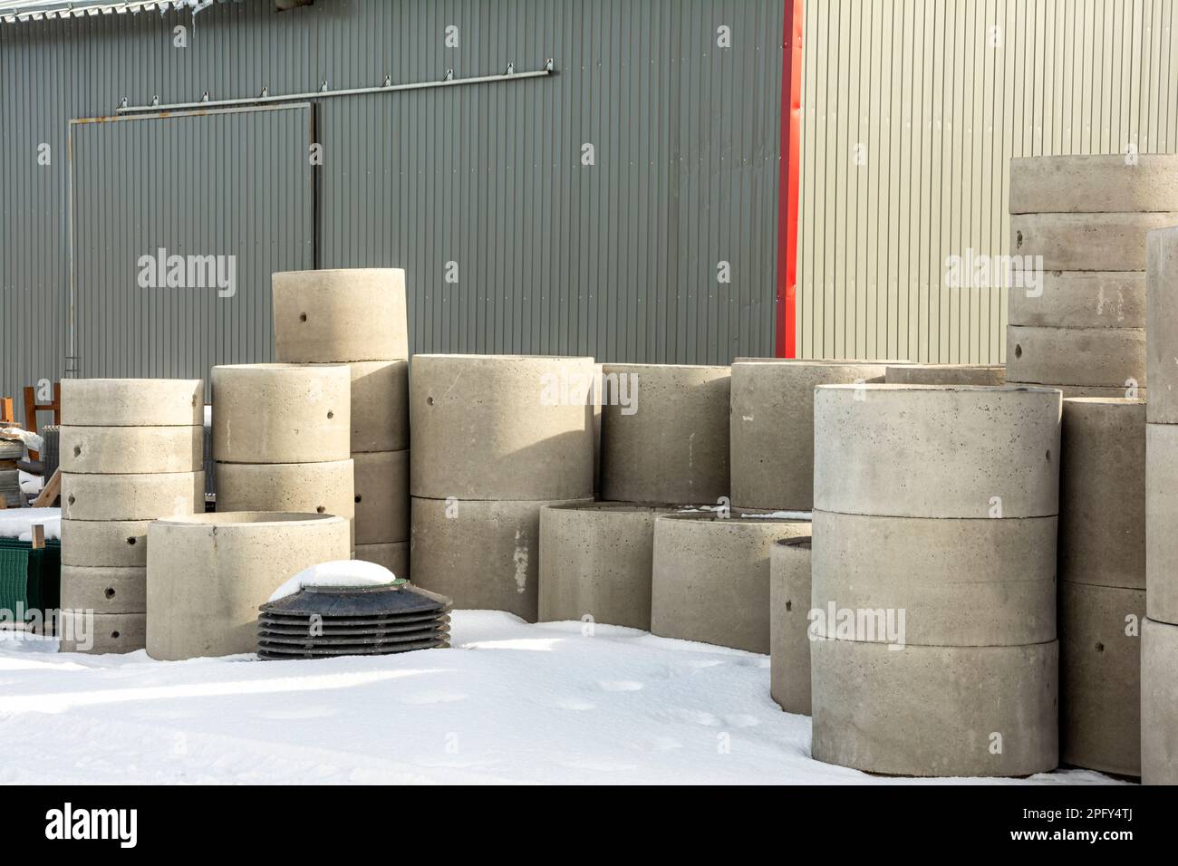 reinforced concrete construction rings on the site Stock Photo - Alamy